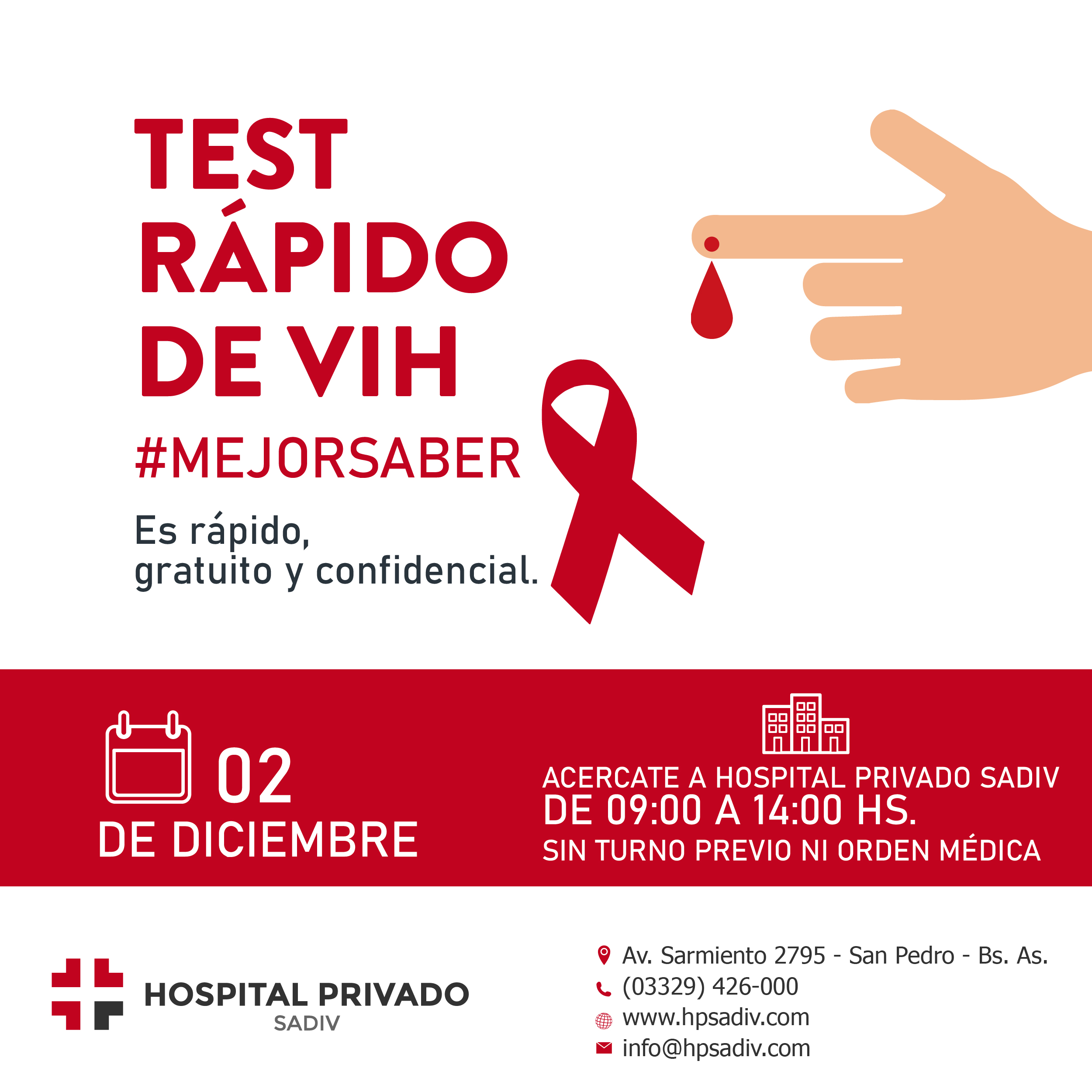 Hospital Privado Sadiv: test rapido de VIH | Baradero Te Informa